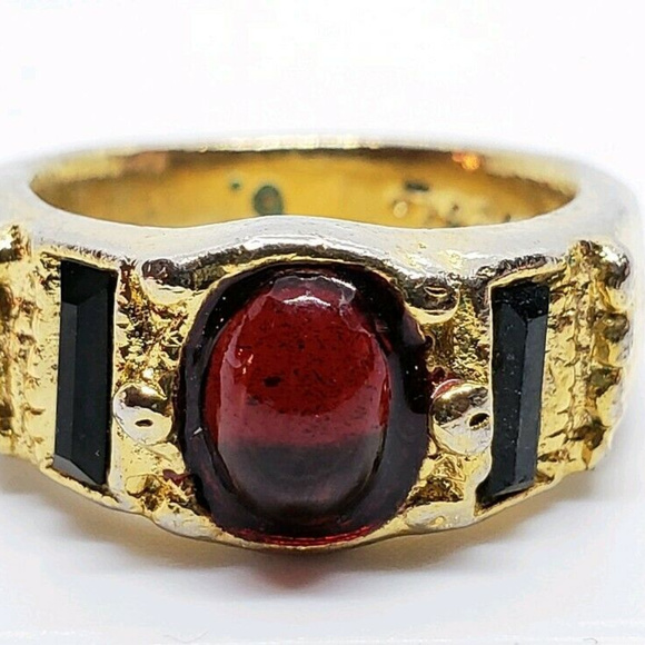 Edgar Berebi | Jewelry | Vintage Berebi Gold Red Art Glass Cab Ring 5 ...